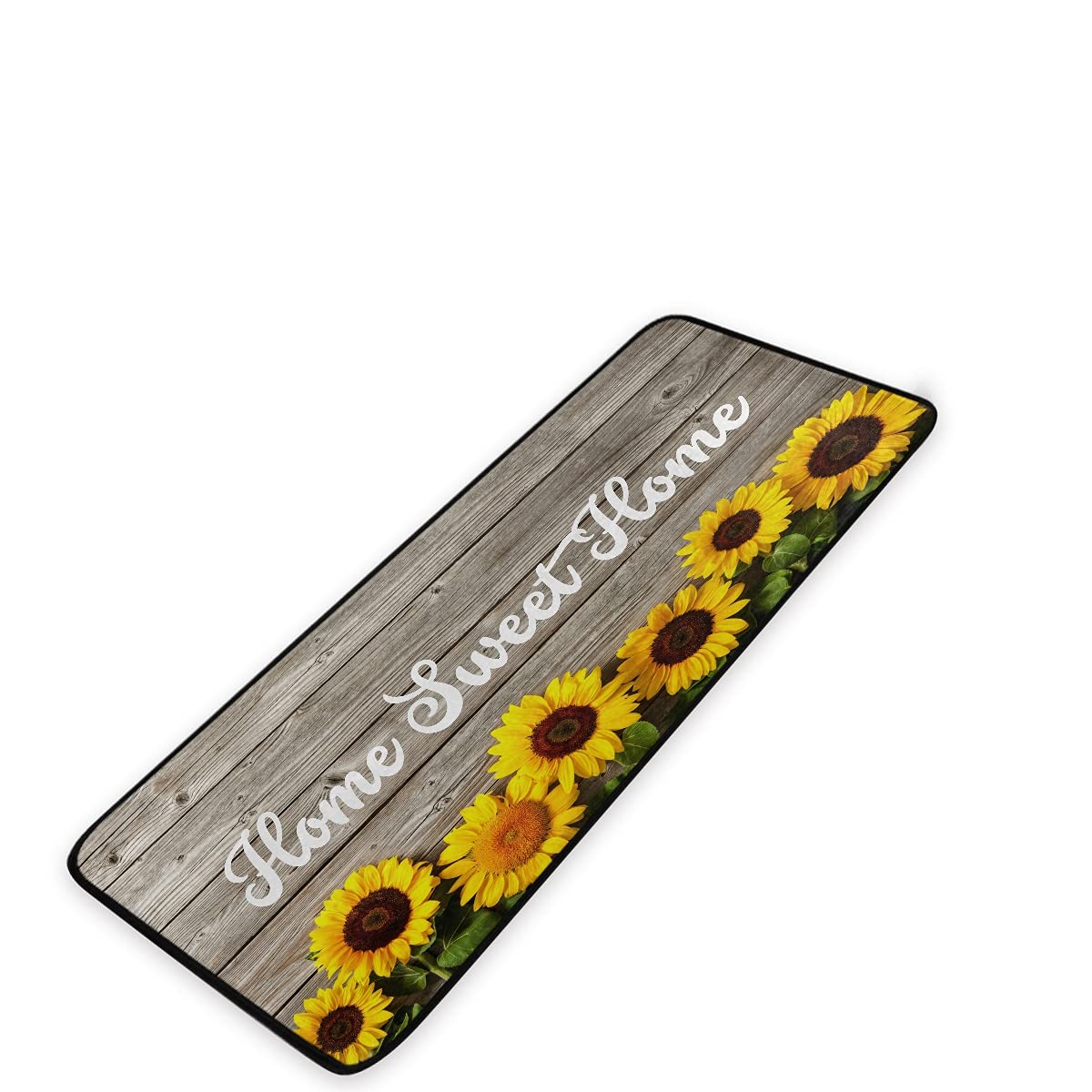 Sweet Home Kitchen Rug Sunflower On Wooden Board Floor Mat Anti-Fatigue Bath Runner Area Mat Rugs Carpet Home Decor,39 x 20 Inch