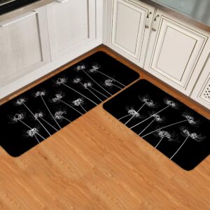 flower decor kitchen rugs and mats non skid washable cushioned kitchen mat anti fatigue mat kitchen set of 2 waterproof lycoris radiata floral black white