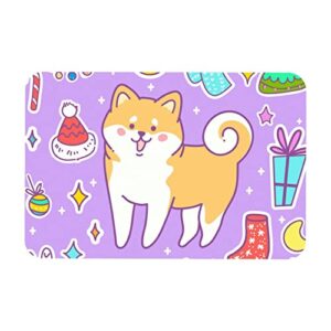 vbfofbv bathroom rugs absorbent bath mats for bathroom kitchen bath rugs indoor outdoor area rugs, cartoon animal shiba inu christmas