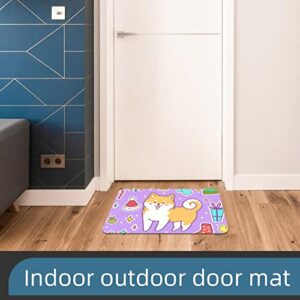 VBFOFBV Bathroom Rugs Absorbent Bath Mats for Bathroom Kitchen Bath Rugs Indoor Outdoor Area Rugs, Cartoon Animal Shiba Inu Christmas