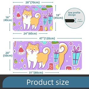 VBFOFBV Bathroom Rugs Absorbent Bath Mats for Bathroom Kitchen Bath Rugs Indoor Outdoor Area Rugs, Cartoon Animal Shiba Inu Christmas