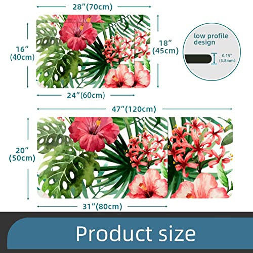 VBFOFBV Bathroom Rugs Absorbent Bath Mats for Bathroom Kitchen Bath Rugs Indoor Outdoor Area Rugs, Tropical Palm Leaf Flowers Hawaiian Modern