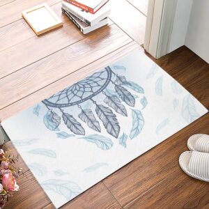 door mat for bedroom decor, light blue dream catcher floor mats, holiday rugs for living room, absorbent non-slip bathroom rugs home decor kitchen mat area rug 18x30 inch