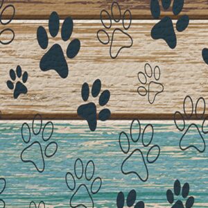 Teal Turquoise Antifatigue Kitchen Bath Door Mat Cushioned Runner Rug,Washable Welcome Floor Sink Mat,Paws Blue Farmhouse Wood Grain Waterproof & Non-Slip Comfort Standing Doormat for Kitchen,18"x30"