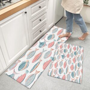 womenfocus kitchen mats for floor, japanese white hand drawn fish kitchen rugs, kitchen organization non-slip kitchen mat, anti-fatigue mat kitchen floor mats, kitchen decor runner rug