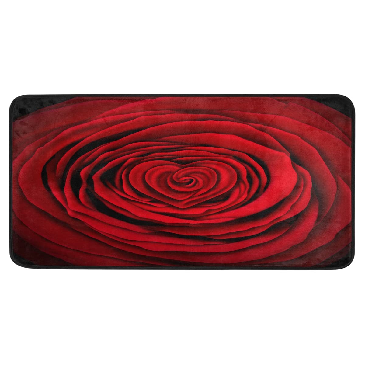 Kitchen Rugs Love Rose Red Flower Design Non-Slip Soft Kitchen Mats Bath Rug Runner Doormats Carpet for Home Decor, 39" X 20"