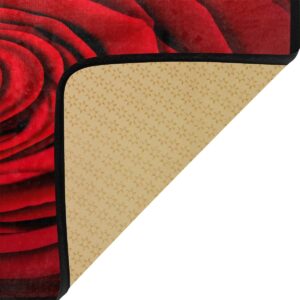 Kitchen Rugs Love Rose Red Flower Design Non-Slip Soft Kitchen Mats Bath Rug Runner Doormats Carpet for Home Decor, 39" X 20"