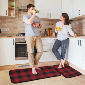 Christmas Kitchen Rugs and Mats,Christmas Kitchen Mat for Kitchen Bathroom Merry Christmas Red Black Buffalo Plaid