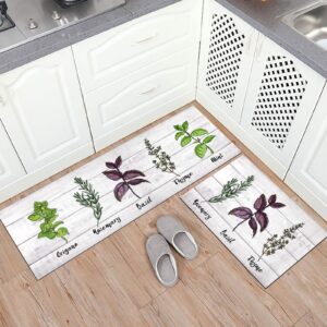 HOLVDENG Kitchen Mat Set of 2 Non Slip Thick Kitchen Rugs and Mats for Floor Comfort Standing Mats for Kitchen, Sink, Office, Laundry, 17"x47"+17"x28"