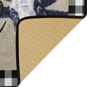 White Buffalo Plaid Kitchen Rugs Non Slip Kitchen Floor Mats Cushioned Farmhose Cow Kitchen Mats and Rugs Washable Anti Fatigue Mats for Laundry Sink Standing Home Office Decor - 39x20 IN Grateful