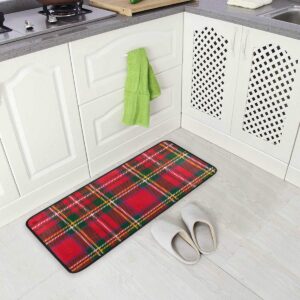 kitchen rugs runner red green tartan plaid pattern comfort floor mat bath mats bed desk bathroom area rug long doormat carpet home hotel