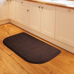 Kashi Home Soft Plush Memory Foam Non-Slip Backing Kitchen Rug Mat, 18x30 Inch, Chocolate