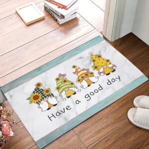 sunflower autumn gnomes marble backdropbathroom shower mat doormat non slip,floor rug absorbent carpets floor mat home decor for kitchen bedroom rug, 16"x 24"