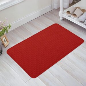 front door mat floor mats for home decor, red waves memory foam runner entryway area rug non-slip absorbent doormat washable rug, 18x30inch welcome mats carpet for bedroom decor living room decor