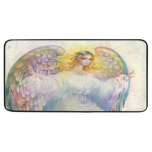 zhimi kitchen rug anti fatigue kitchen floor mat beautiful angel with wings long carpet non-slip laundry standing runner rug rectangle entryway mat 39 x 20 inch