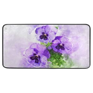 kitchen floor mats pansy flower non-slip kitchen mats bath rug runner doormats carpet for home decor, 39x20 inches