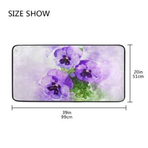 Kitchen Floor Mats Pansy Flower Non-Slip Kitchen Mats Bath Rug Runner Doormats Carpet for Home Decor, 39x20 Inches