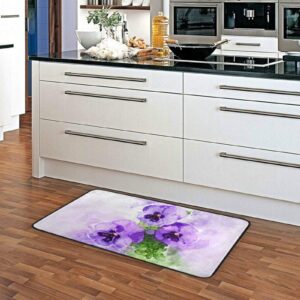 Kitchen Floor Mats Pansy Flower Non-Slip Kitchen Mats Bath Rug Runner Doormats Carpet for Home Decor, 39x20 Inches