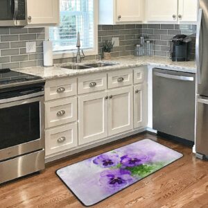 Kitchen Floor Mats Pansy Flower Non-Slip Kitchen Mats Bath Rug Runner Doormats Carpet for Home Decor, 39x20 Inches