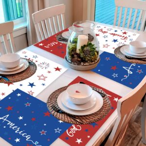 Veterans Day Placemat Set of 6 Patriotic Freedom Stars Place Mats 4th of July Memorial Day Plastic Table Mats Independence Day Place Mats Holiday Table Placemats for Indoor Outdoor Party Dining Table