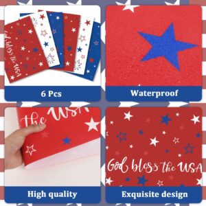 Veterans Day Placemat Set of 6 Patriotic Freedom Stars Place Mats 4th of July Memorial Day Plastic Table Mats Independence Day Place Mats Holiday Table Placemats for Indoor Outdoor Party Dining Table