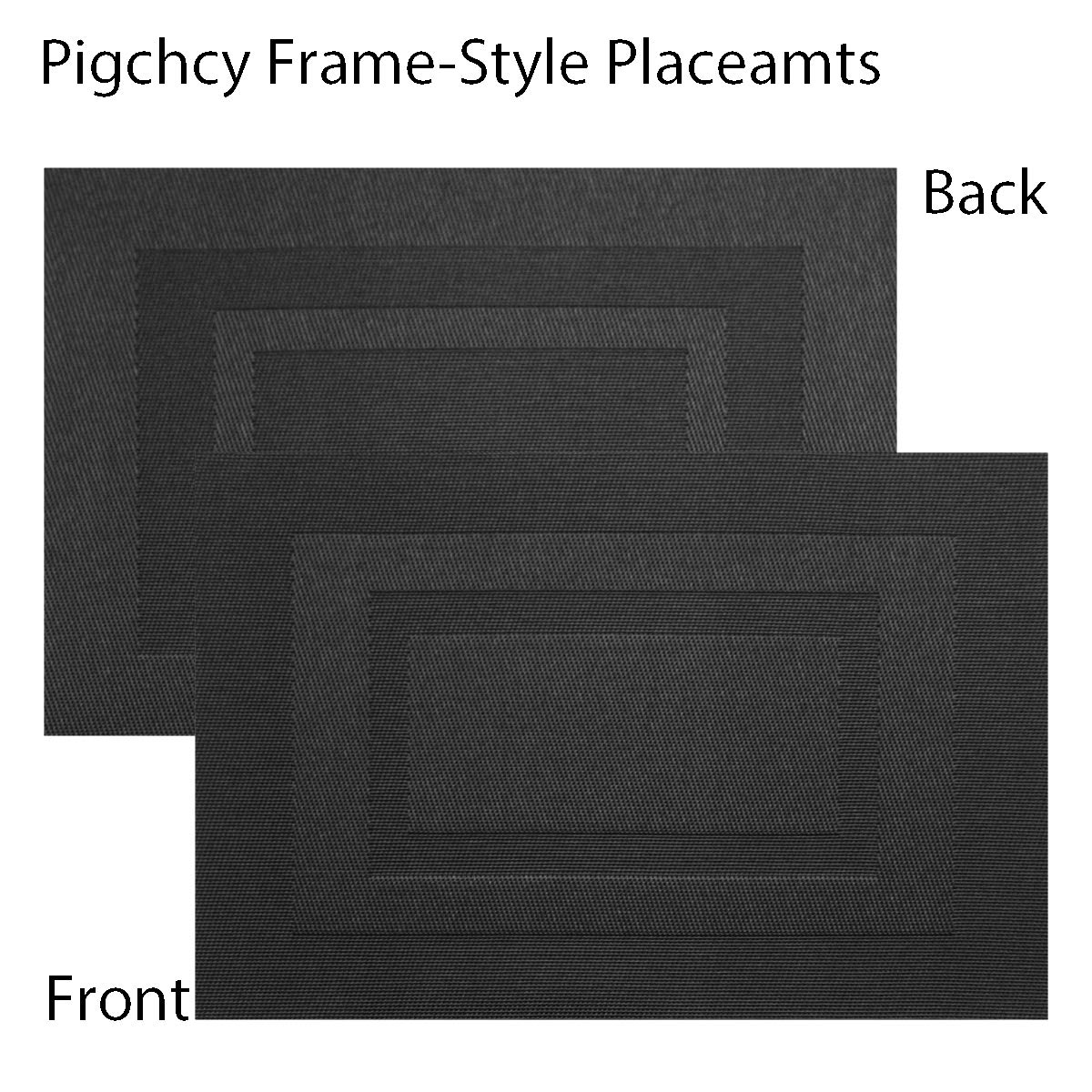 PIGCHCY Placemats,Washable Vinyl Woven Table Mats,Elegant Placemats for Dining Table Set of 4(18"X12", Pure Black)