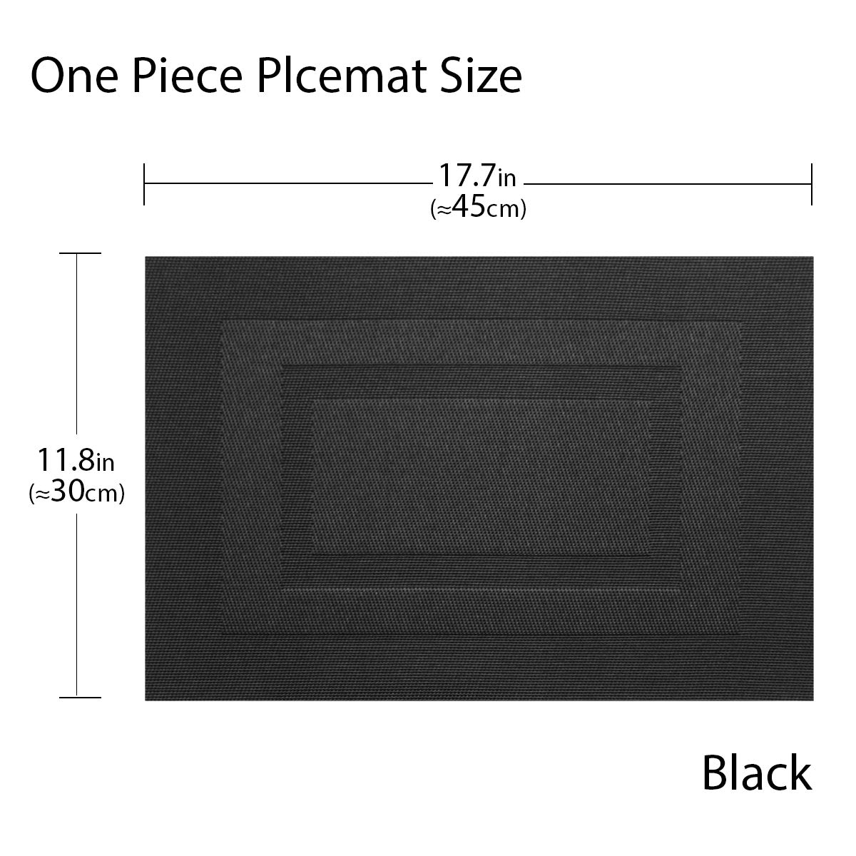 PIGCHCY Placemats,Washable Vinyl Woven Table Mats,Elegant Placemats for Dining Table Set of 4(18"X12", Pure Black)