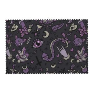 Purple Black Goth Spooky Placemats Set of 6, Rectangular Washable Placemats for Dining Table, Farmhouse Non-Slip Heat-Resistant Woven Table Mats Wipeable Thick Place Mats for Kitchen Party 12x18 Inch