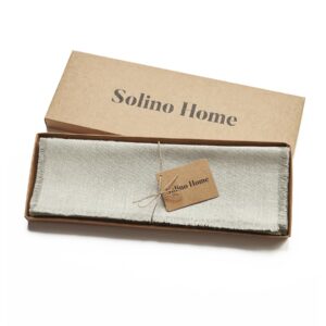 Solino Home Fringe Linen Placemats Natural – 100% Pure Linen Cloth Fabric Placemats Set of 4 – 14 x 19 Inch Washable Dining Place Mats for Spring, Summer, Indoor, Outdoor