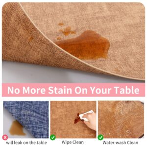 Maxpearl Faux Leather Placemats Set of 6 - Waterproof - Wipe Clean - Heat Resistant - Anti Slip Dining Table Place Mats, Suitable for Indoor & Outdoor Use, 17’’×12’’, Brown