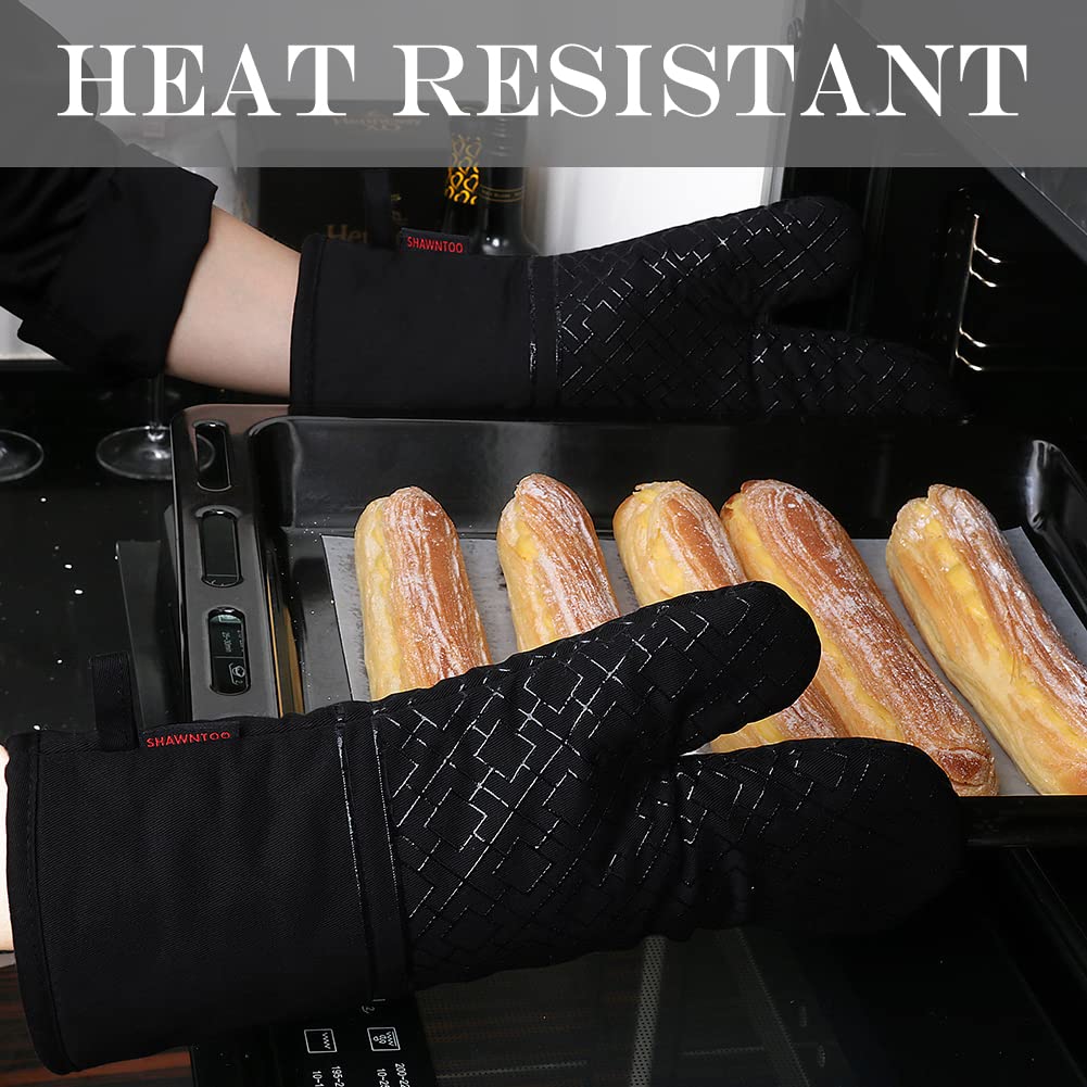 Oven Mitts and Pot Holders Set 6pcs, Kitchen Oven Glove,High Heat Resistant 550 Degree Extra Long Oven Mitts and Potholder with Non-Slip Silicone Surface for Cooking Baking Grilling…