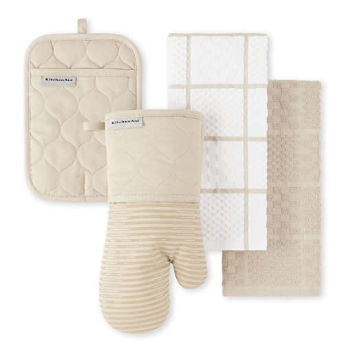 KitchenAid Onion Quilt KT OM PH Kitchen Towel, Oven Mitt & Potholder Set, Milkshake