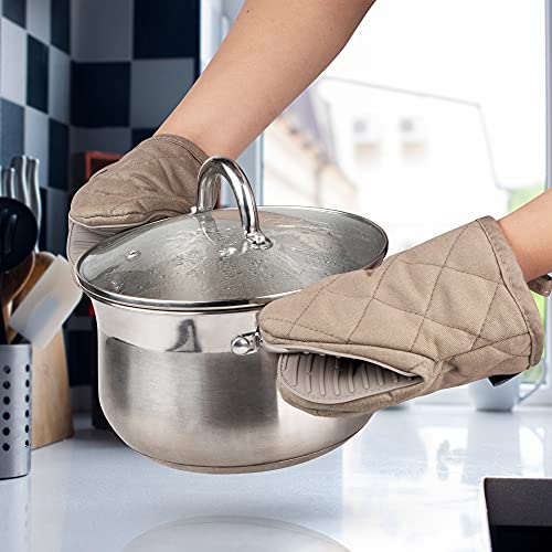 Oven Mitts Heat Resistant – (Grey Color) Mini Oven Mitts, Silicone Gloves Heat Resistant, Kitchen Gloves for Cooking, Silicone Oven Mitts & Pot Holders Sets, Kitchen Pot Holders & Oven Mitts Sets