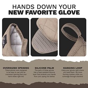 Oven Mitts Heat Resistant – (Grey Color) Mini Oven Mitts, Silicone Gloves Heat Resistant, Kitchen Gloves for Cooking, Silicone Oven Mitts & Pot Holders Sets, Kitchen Pot Holders & Oven Mitts Sets