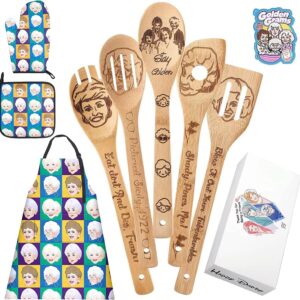 Christmas Gift Kitchen Utensils Set Idea Utensil Wooden Spoons Set House Warming Wedding Present Spoon Set Kitchen Gift Set (Golden Girls)