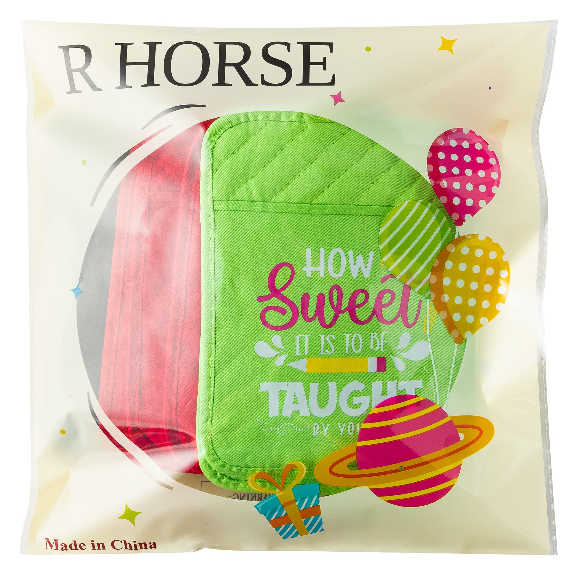 R HORSE 10Pcs Teacher Appreciation Pot Holders Gifts Funny Potholders Microwave Oven Mitt Hot Pads Thank You for Teachers Holders End of The Year Teacher Gift for Kitchen Cooking Baking Lovers