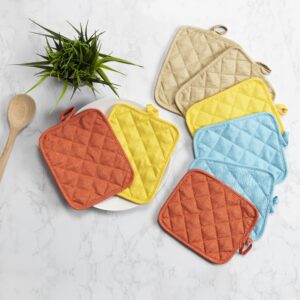 American Linen 8 Pack Pot Holders, Hot Pads, Table Pads for Kitchen and Dining Table, Non Slip Heat Resistant Hot Pot Holder Set (Multi)