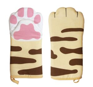 oven mitts kitchen cooking baking heat resistant cat glove, 1 pair claw