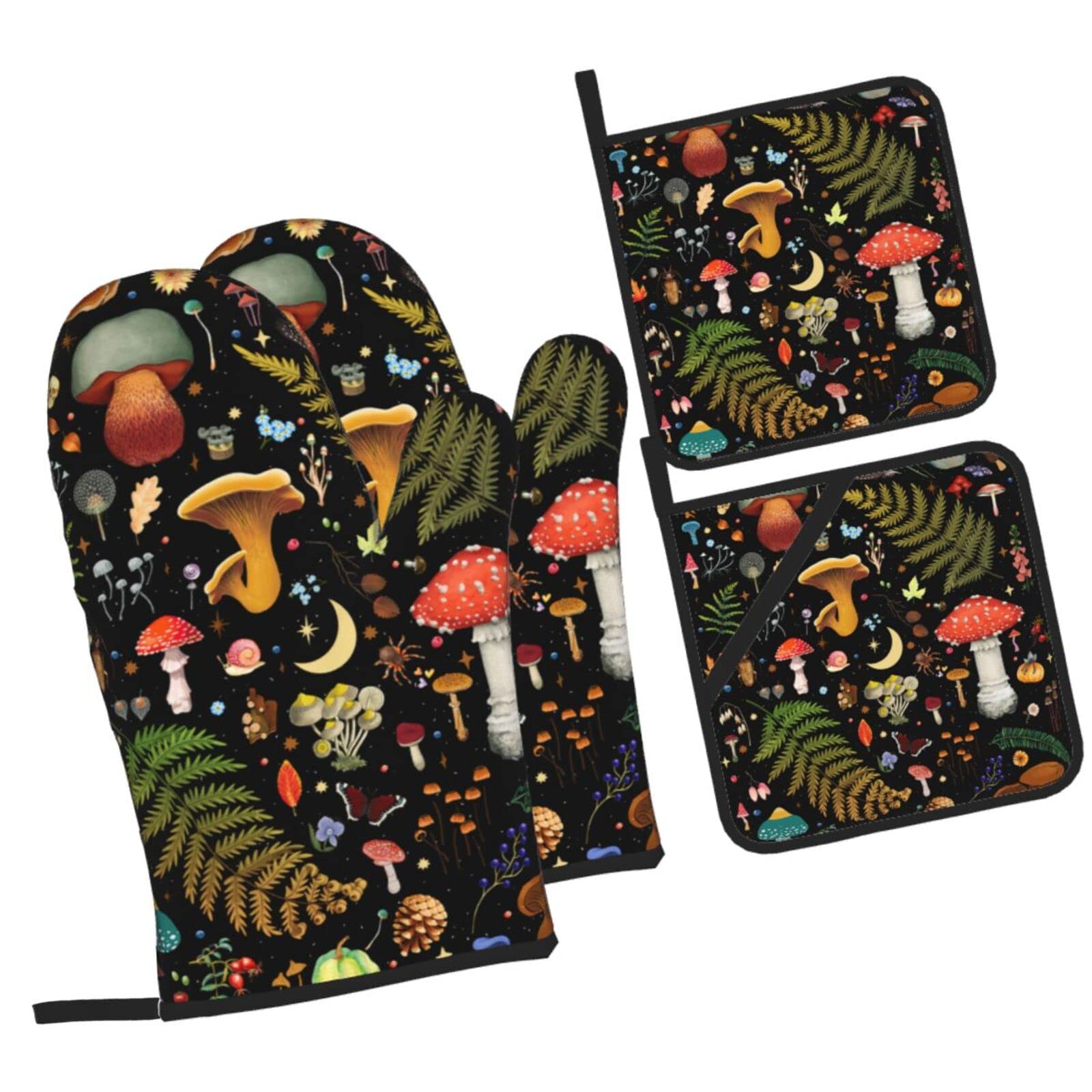 Mushroom Gifts Pot Holders Sets of 2, Non-Slip Hot Pads for Kitchen Potholders for Cooking Baking BBQ Grilling (2-Piece Sets)