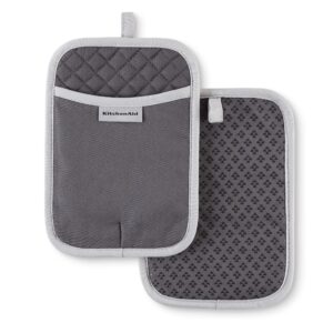 kitchenaid asteroid pot holder 2-pack set, charcoal grey, 7"x10"