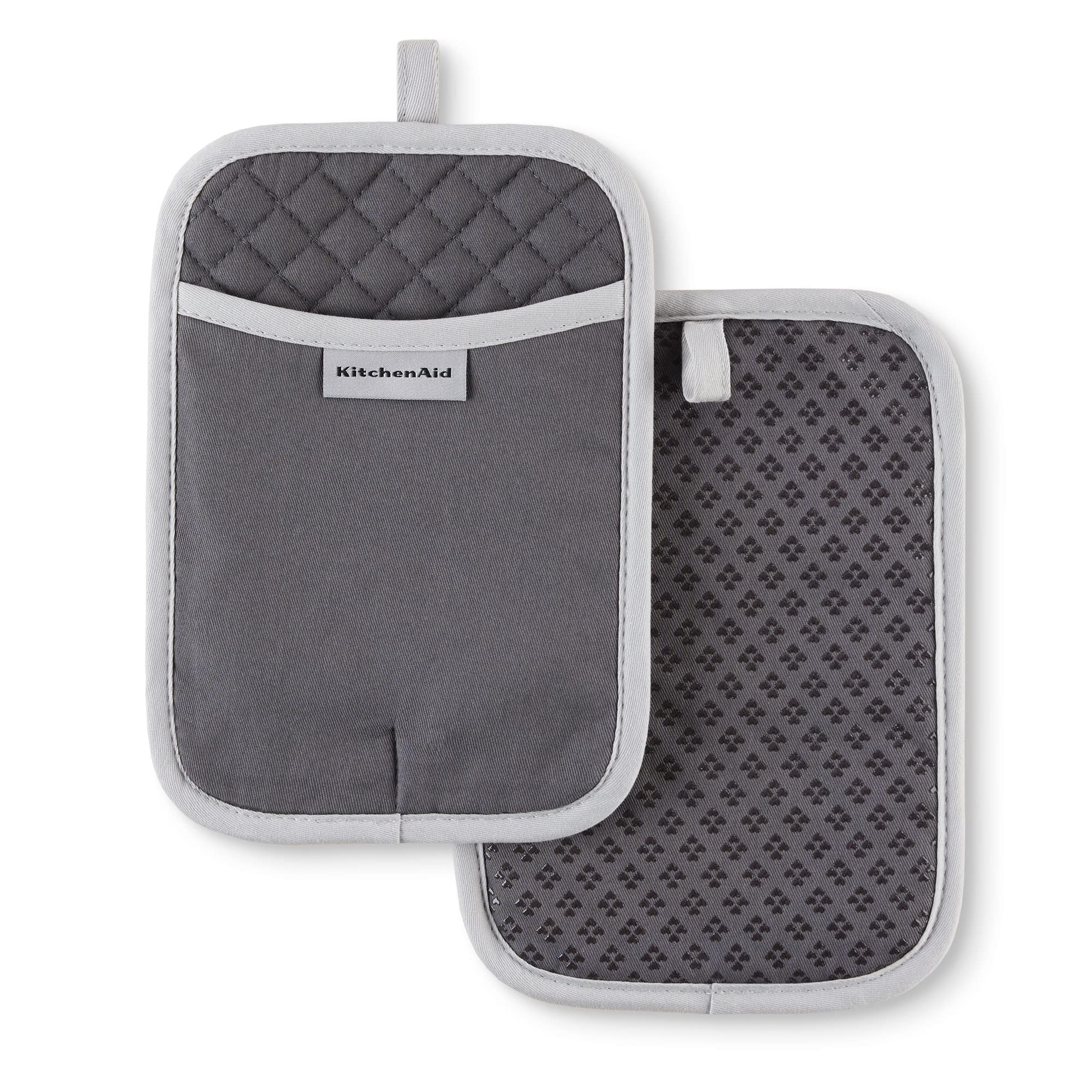 KitchenAid Asteroid Pot Holder 2-Pack Set, Charcoal Grey, 7"x10"