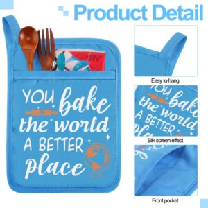 6 Pieces Teacher Appreciation Gifts for Woman Funny Pot Holders Heat Resistant Teacher Oven Mitt with Hand Pocket and Hanging Loop Cookies Oven Pads for Teachers