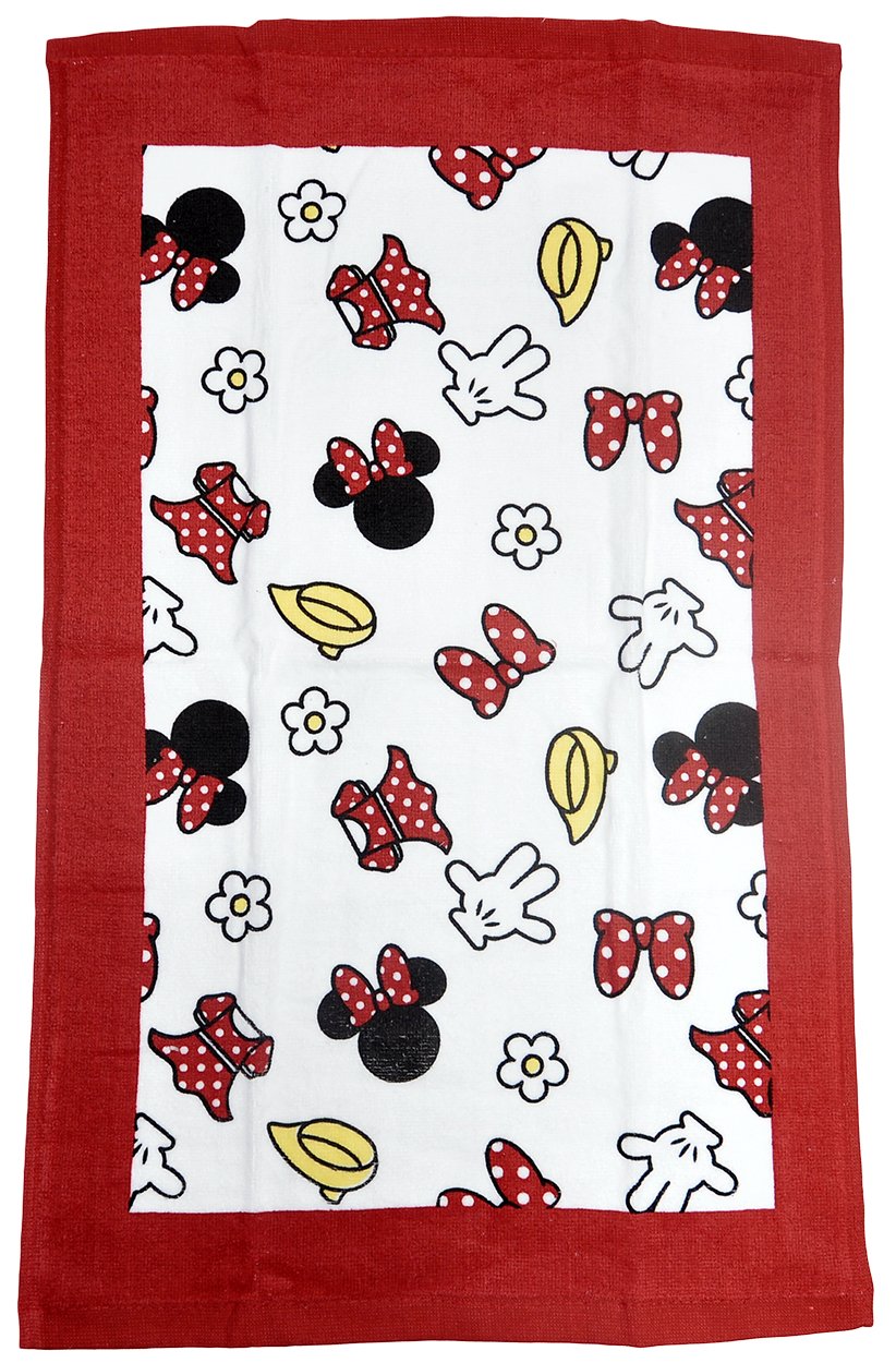 Disney Oven Mitt Pot Holder & Dish Towel 3 pc Kitchen Set (Minnie Mouse Red)