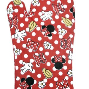 Disney Oven Mitt Pot Holder & Dish Towel 3 pc Kitchen Set (Minnie Mouse Red)