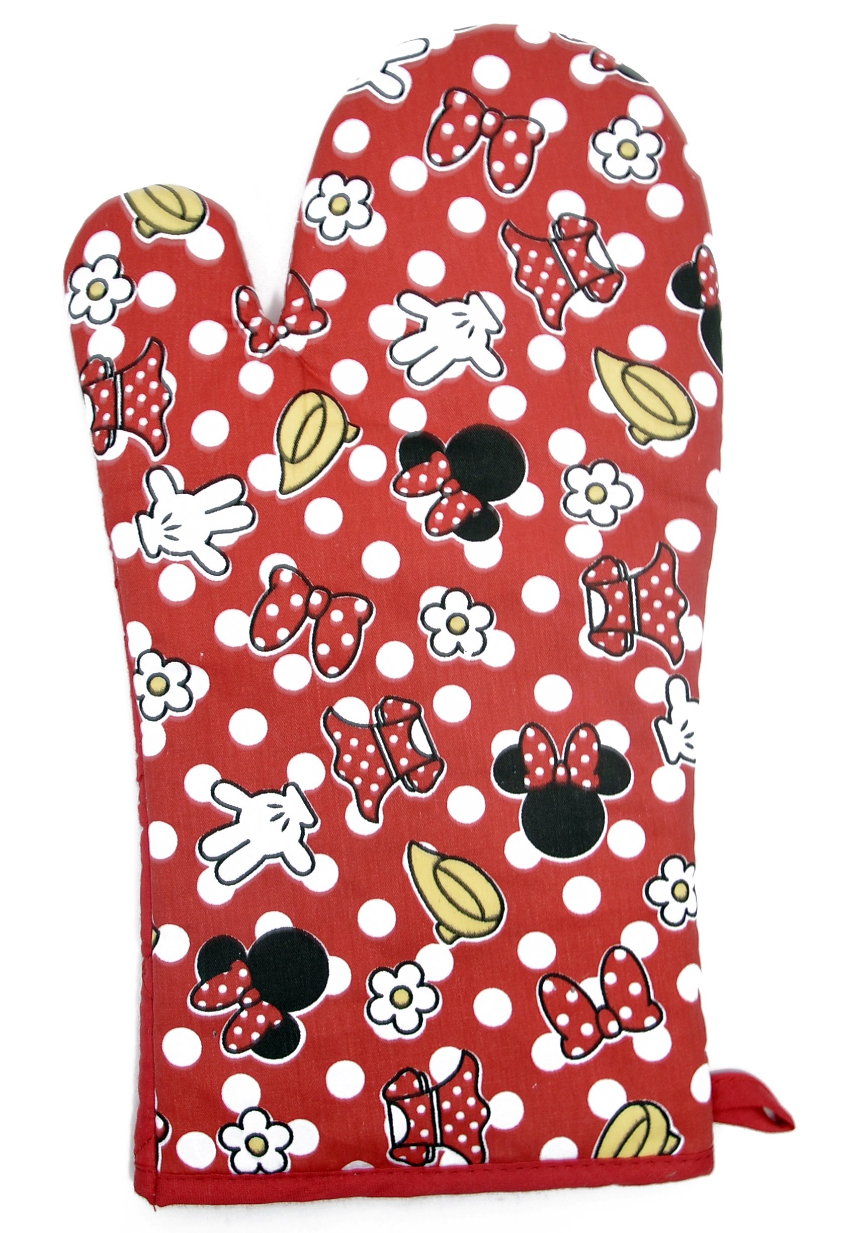 Disney Oven Mitt Pot Holder & Dish Towel 3 pc Kitchen Set (Minnie Mouse Red)