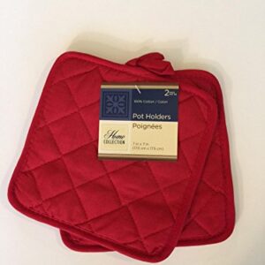 This (Red) Kitchen Starter Set Has Oven Mitts, Pot Holders, Kitchen Towels, Micro-Scrubber Dish Cloths, A Drying Mat, a Refrigerator Magnet Filled With Kitchen Safety Tips and more.