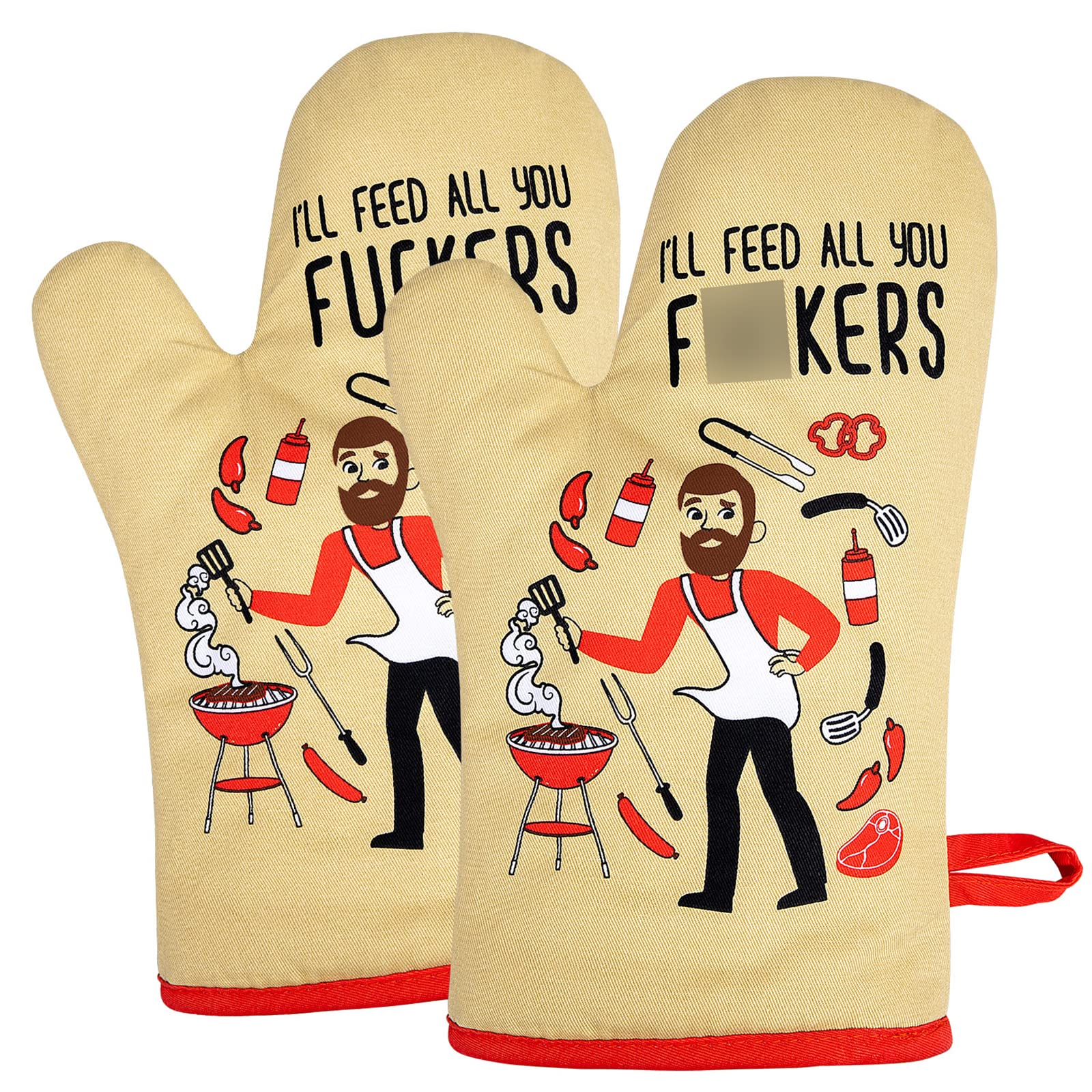 Miracu Funny Oven Mitts, Gifts for Chefs, Cooking BBQ Oven Mitt - Unique Cooking Gifts for Cooks Dad Brother Him - Funny Kitchen Gadgets, Manly Fathers Day, Housewarming, Grilling Chef Gifts for Men