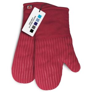 BIG RED HOUSE Oven Mitts and Pot Holders Sets, with The Heat Resistance of Silicone and Flexibility of Cotton, Recycled Cotton Infill, Terrycloth Lining, 480 F Heat Resistant Pair Red