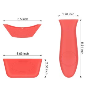 Emoly Silicone Hot Handle Holder, 3 Pack Pot Holders Cover Rubber Hot Resistant Non Slip Pot Holder Sleeves for Cast Iron Skillets Metal Frying Pans Aluminum Cookware Handles (Red), 12 (Emoly)