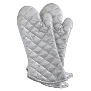 new star foodservice 32086 interwoven cloth/silicone oven mitts, up to 400f, 15-inch, set of 2